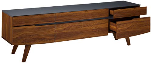 Modway Scope 71" Mid-Century Modern Low Profile Entertainment TV Stand, Walnut Gray