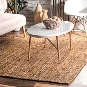 nuloom ashli solid farmhouse jute area rug, 7′ 6″ x 9′ 6″, natural