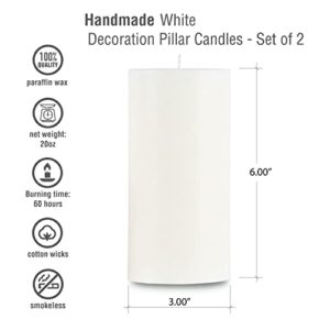 Citronella Pillar Candles Set of 2 - Mosquito Repellent 3x6 Scented Unscented - Burning time 60 Hour - Indoor Outdoor Patio