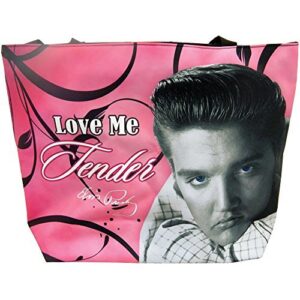 elvis presley love me tender tote – water repellent exterior + zippering top