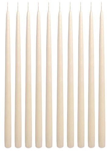 Ivory Taper Candles 15 Inch Extra Tall Unscented Premium Quality Dripless Smokeless Hand-Dipped Made in USA