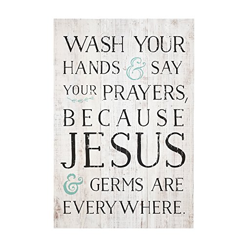 Sincere Surroundings Rustic Pallets 16" x 10.75" Wood Sign - Wash Your Hands & say Your Prayers, Because Jesus and Germs are Everywhere