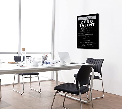 Inspirational Framed Office Canvas Wall Art Motivational Positive Entrepreneur Quotes Ten Things that Require Zero Talent Paintings Artwork Workplace Classroom Wall Decor Ready to Hang-12”Wx18”H