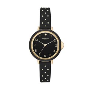 kate spade new york women’s park row quartz metal and silicone watch, color: black/gold, polka dot (model: ksw1355)