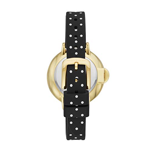 Kate Spade New York Women's Park Row Quartz Metal and Silicone Watch, Color: Black/Gold, Polka Dot (Model: KSW1355)