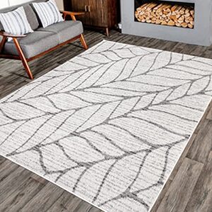 nuLOOM Leaves Abstract Area Rug, 5' x 8', Light Grey