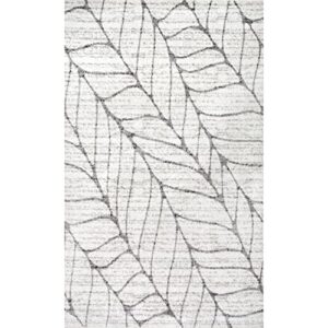 nuLOOM Leaves Abstract Area Rug, 5' x 8', Light Grey