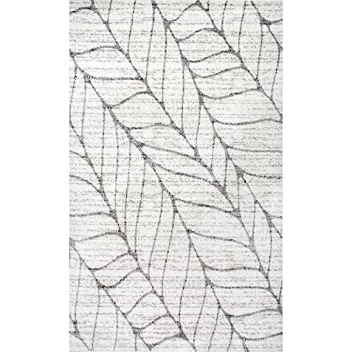 nuLOOM Leaves Abstract Area Rug, 5' x 8', Light Grey