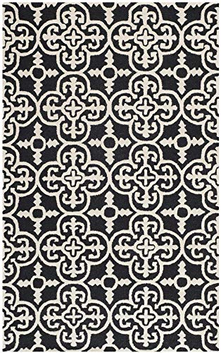 SAFAVIEH Cambridge Collection 5' x 8' Black/Ivory CAM133E Handmade Moroccan Premium Wool Area Rug