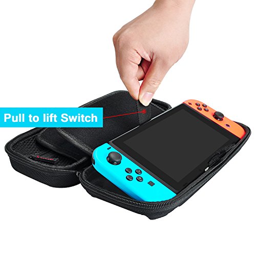 Daydayup Switch Carrying Case Compatible with Nintendo Switch/Switch OLED, with 20 Games Cartridges Protective Hard Shell Travel Carrying Case Pouch for Console & Accessories, Black