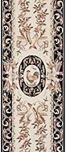 SAFAVIEH Chelsea Collection 3' x 12' Ivory / Black HK48K Hand-Hooked French Country Wool Runner Rug