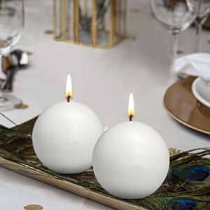 Bolsius 2 Count White Ball Candles - 2.75 Inches Unscented Candle Set - Premium European Quality - Dripless And Smokeless Clean Burning Dinner Candle - Perfect for Wedding, Party, And Special Occasion