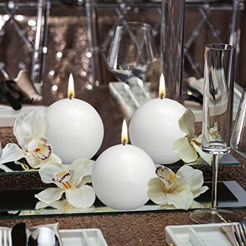 Bolsius 2 Count White Ball Candles - 2.75 Inches Unscented Candle Set - Premium European Quality - Dripless And Smokeless Clean Burning Dinner Candle - Perfect for Wedding, Party, And Special Occasion