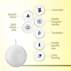 Bolsius 2 Count White Ball Candles - 2.75 Inches Unscented Candle Set - Premium European Quality - Dripless And Smokeless Clean Burning Dinner Candle - Perfect for Wedding, Party, And Special Occasion