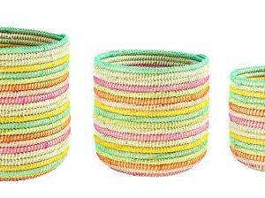 Creative Co-Op Handwoven Multicolor Grass Baskets (Set of 3 Sizes) Wicker Non-Food Storage