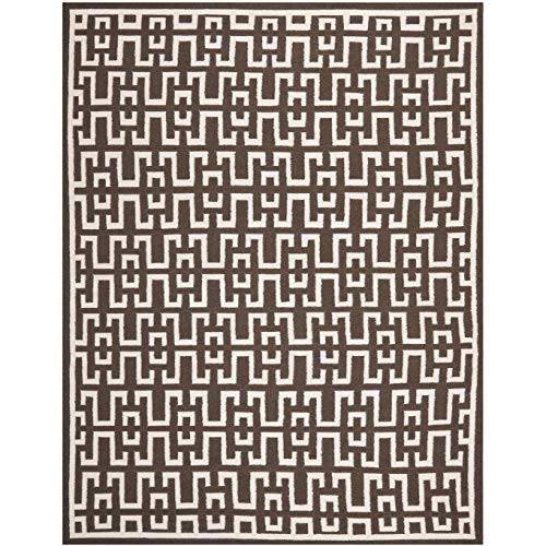 SAFAVIEH Dhurries Collection 8' x 10' Chocolate / Ivory DHU621C Handmade Flatweave Premium Wool Area Rug