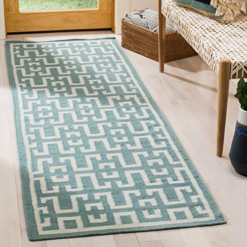 SAFAVIEH Dhurries Collection 8' x 10' Chocolate / Ivory DHU621C Handmade Flatweave Premium Wool Area Rug