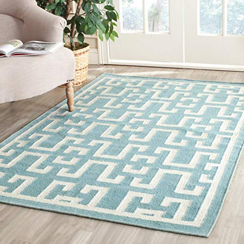 SAFAVIEH Dhurries Collection 8' x 10' Chocolate / Ivory DHU621C Handmade Flatweave Premium Wool Area Rug