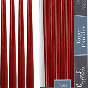 12 Pack Tall Taper Candles - 10 Inch Burgundy Dripless, Unscented Dinner Candle - Paraffin Wax with Cotton Wicks - 8 Hour Burn Time