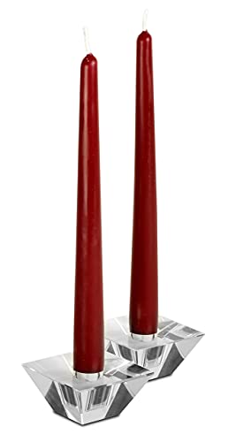 12 Pack Tall Taper Candles - 10 Inch Burgundy Dripless, Unscented Dinner Candle - Paraffin Wax with Cotton Wicks - 8 Hour Burn Time