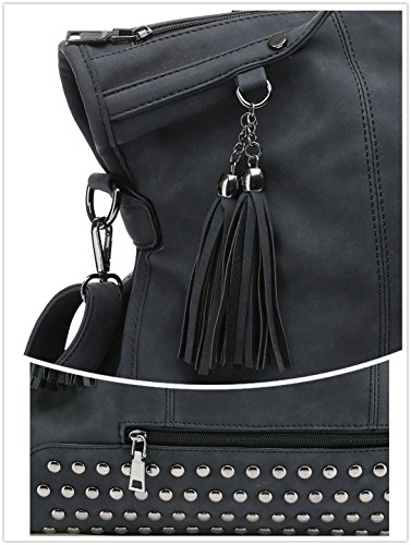 Large Rivet Purse Suede Leahter Hanbags for Women Black Gothic Style Crossbody Bags Ladies Top Handle Satchel Studded Tote Bags