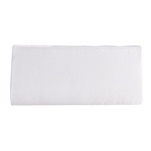 Women Elegant Pleated Satin Rhinestone Fashion Clutch Evening Bag Handbag Purse(white)