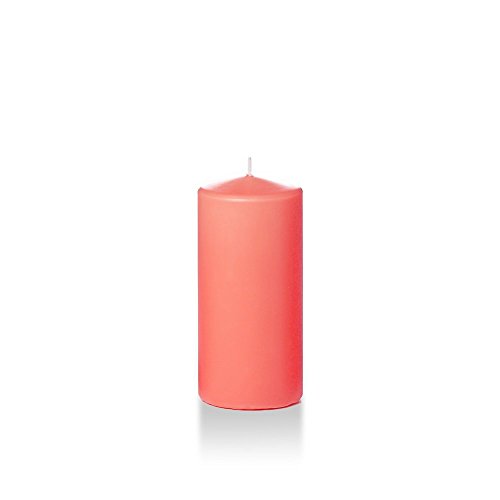 Yummi 3" x 6" Coral Round Pillar Candles - 3 per Pack