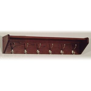 wooden mallet 37-inch 6-nickel hook shelf, mahogany