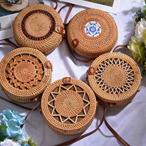 Rattan Bags for Women - Handmade Wicker Woven Purse Handbag Circle Boho Bag Bali #2 S