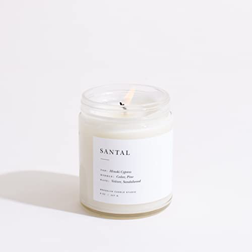 Brooklyn Candle Studio Santal Minimalist Candle | Vegan Soy Wax Luxury Scented Candle Hand Poured in The USA 50 Hour Slow Burn Time (7.5 oz)