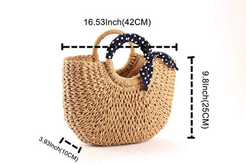 YXILEE Summer Beach bag,Handmade Large Straw Tote Bag Womens Handbag