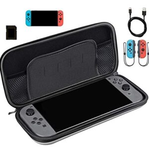 Carrying Case Compatible with Nintendo Switch - Protective Hard Portable Travel Carry Case Shell Pouch for Console & Accessories - Silver