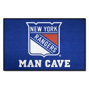 fanmats 14462 new york rangers man cave starter mat accent rug – 19in. x 30in. | sports fan home decor rug and tailgating mat