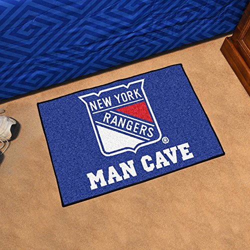 FANMATS 14462 New York Rangers Man Cave Starter Mat Accent Rug - 19in. x 30in. | Sports Fan Home Decor Rug and Tailgating Mat