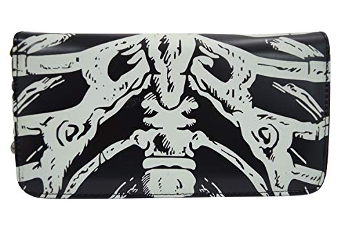 Lost Queen Gothic Skeleton Ribcage Glow in the Dark Zip Around Wallet