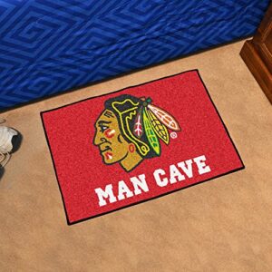 FANMATS 14410 Chicago Blackhawks Man Cave Starter Mat Accent Rug - 19in. x 30in. | Sports Fan Home Decor Rug and Tailgating Mat