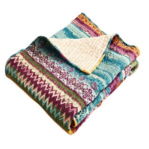 greenland home southwest throw, fuchsia, spruce, blue, white, green, 50″ x 60″