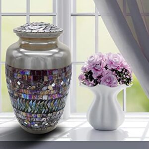 Glass Mosaic Cremation Urns for Human Ashes Adult Female Urn for Funeral, Burial, Niche, or Columbarium Urns for Ashes Adult Male - Large & XL Cremation Urns for Adult Ashes