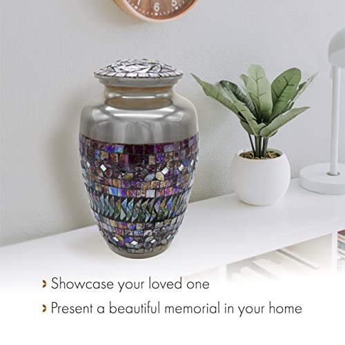 Glass Mosaic Cremation Urns for Human Ashes Adult Female Urn for Funeral, Burial, Niche, or Columbarium Urns for Ashes Adult Male - Large & XL Cremation Urns for Adult Ashes