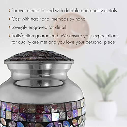 Glass Mosaic Cremation Urns for Human Ashes Adult Female Urn for Funeral, Burial, Niche, or Columbarium Urns for Ashes Adult Male - Large & XL Cremation Urns for Adult Ashes