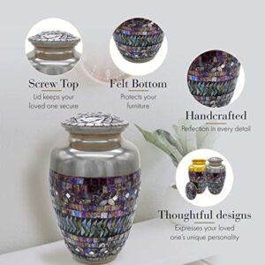 Glass Mosaic Cremation Urns for Human Ashes Adult Female Urn for Funeral, Burial, Niche, or Columbarium Urns for Ashes Adult Male - Large & XL Cremation Urns for Adult Ashes