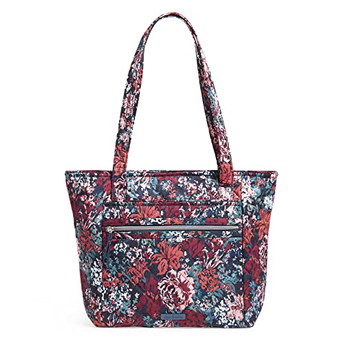 Vera Bradley Women's Performance Twill Small Vera Tote Bag, Cabbage Rose Cabernet, One Size