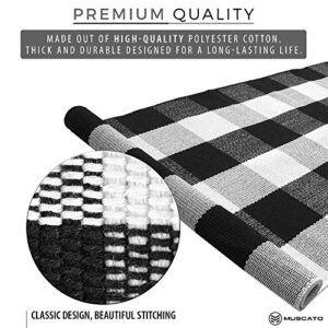 Buffalo Check Outdoor Rug Mat, 2x3/23.6" x 35.4", Black and White Rug Includes 4PCS Rug Grippers. Kitchen Rug, Checkered Porch Rugs Door Mat