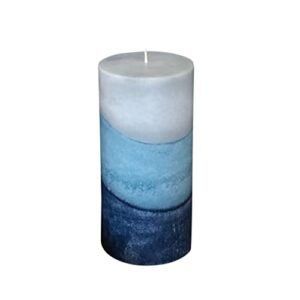 wicks n more indigo mist handmade pillar candles (3×6)