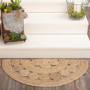 vhc brands celeste braided jute half circle welcome mat farmhouse handwoven boho accent rug, 16.5×33″