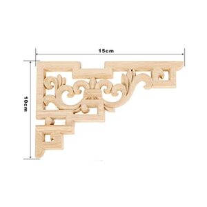 MUXSAM Wood Carved Corners Appliques, 4-Pack Little Wood Onlays, Retro Carvings Decals for Mirrors Doors Walls Shelves Boxes Chests Cabinets Dresser Old Futniture DIY Project, 15x10cm/5.9"x3.94"