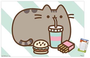 trends international pusheen – food wall poster, 22.375″ x 34″, poster & mount bundle