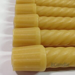 BCandle 100% Pure Beeswax Spiral Twist Taper Candles (Set of 2) Organic - 8 Inches Tall, 3/4 Inch Diameter, Hand Made