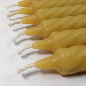 BCandle 100% Pure Beeswax Spiral Twist Taper Candles (Set of 2) Organic - 8 Inches Tall, 3/4 Inch Diameter, Hand Made