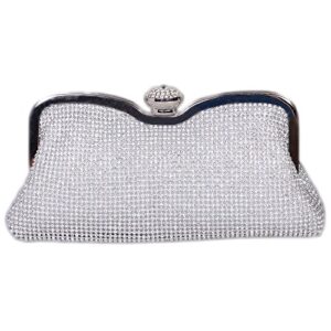 fawziya clutch evening bags soft rhinestone purse-silver